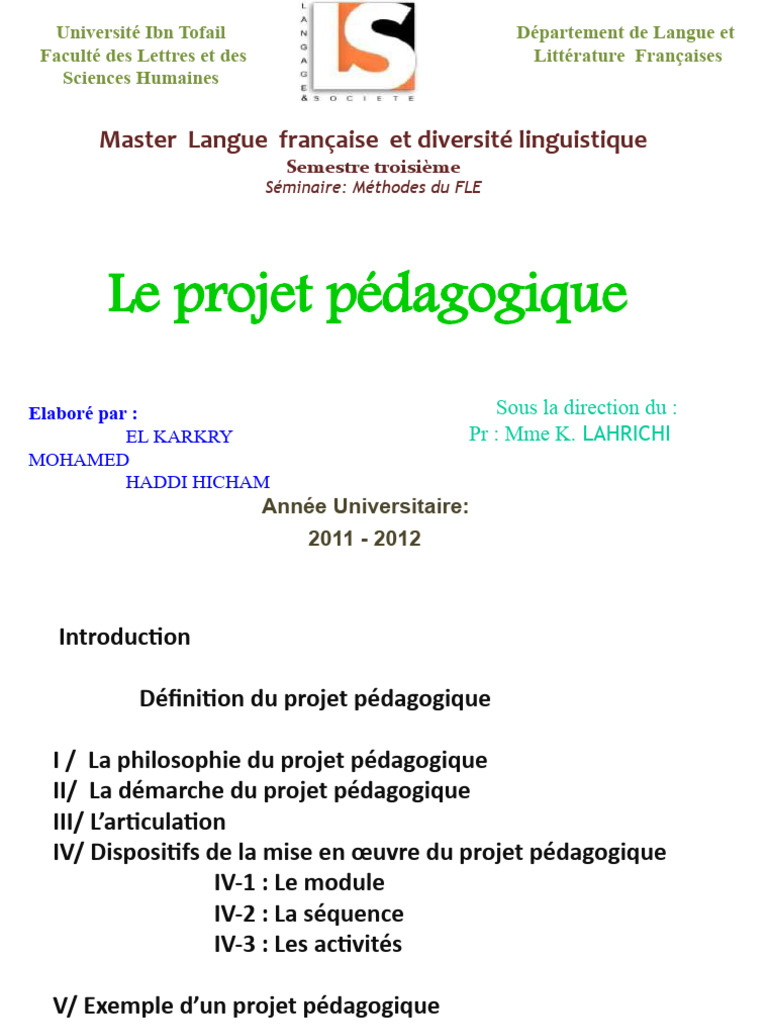 Projet P Dagogique | PDF | Pédagogie | Argumentation