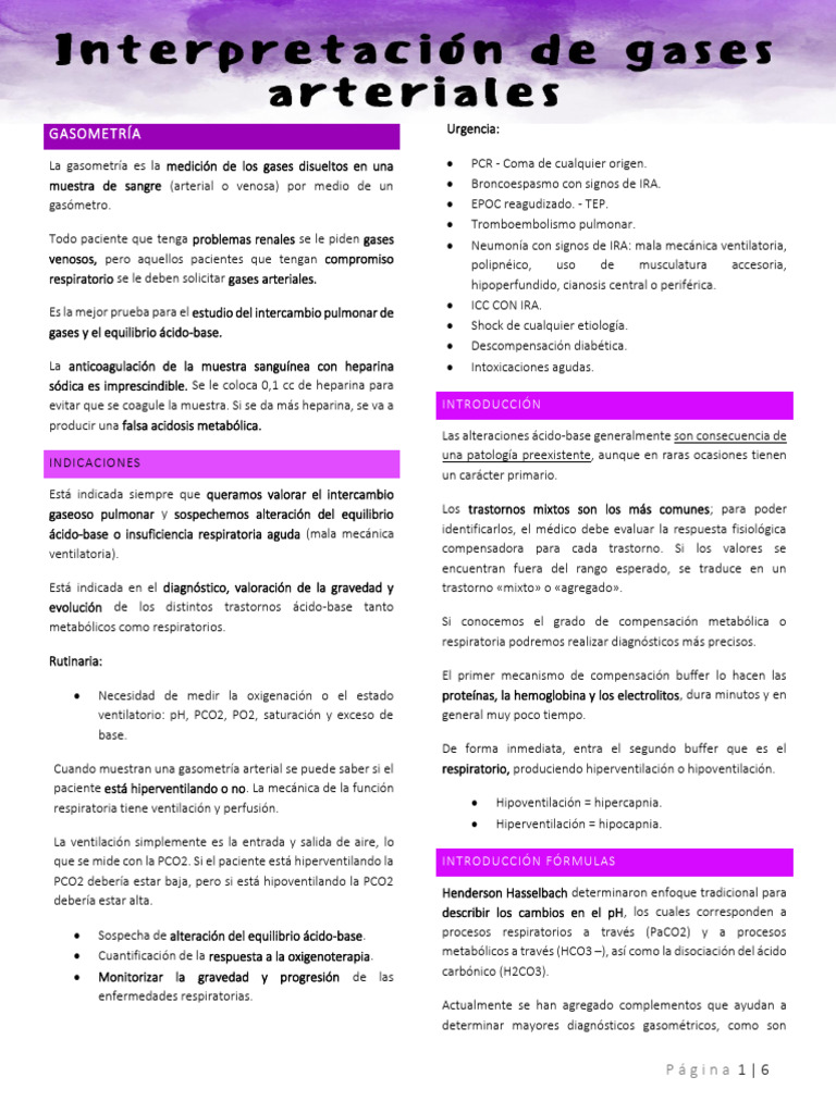 Clase 3 - Interpretación de Gases Arteriales | Descargar gratis PDF ...