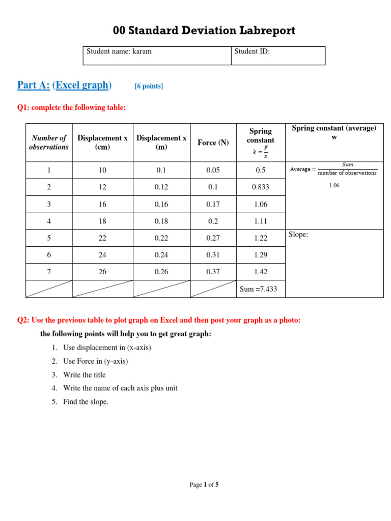 Standard Deviation Calculation Lab Report | PDF | Standard Deviation ...