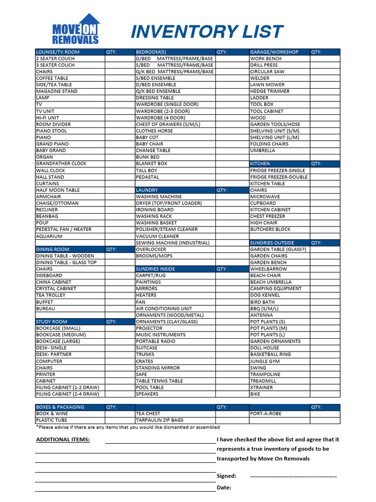 Moving Inventory List | Download Free PDF | Bed | Bedroom
