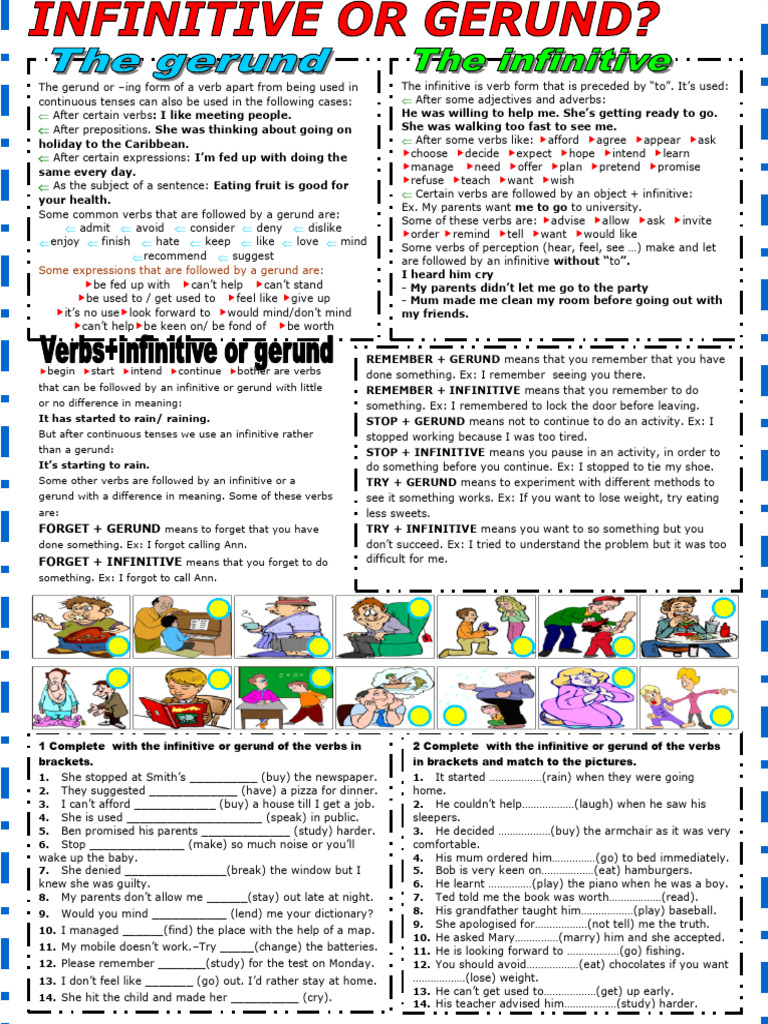 Infinitive-Gerund exercise (1) | PDF | Verb | Grammar