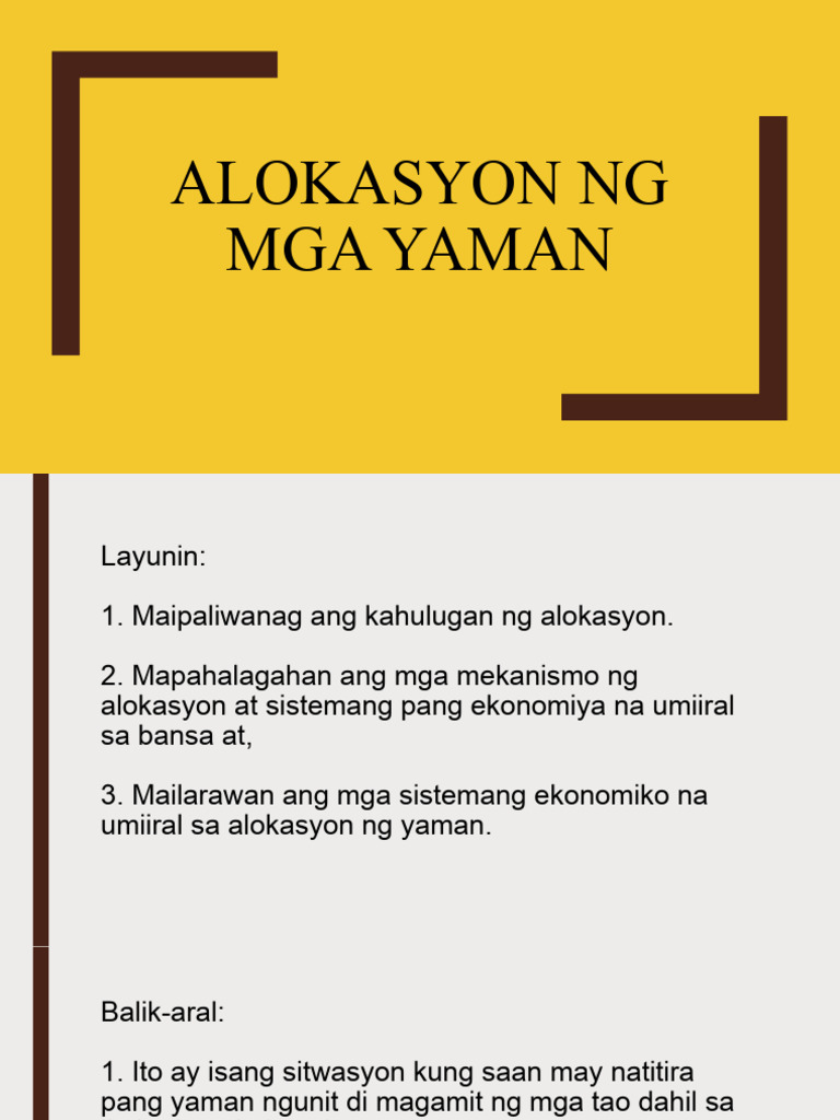 Alokasyon NG Mga Yaman | PDF
