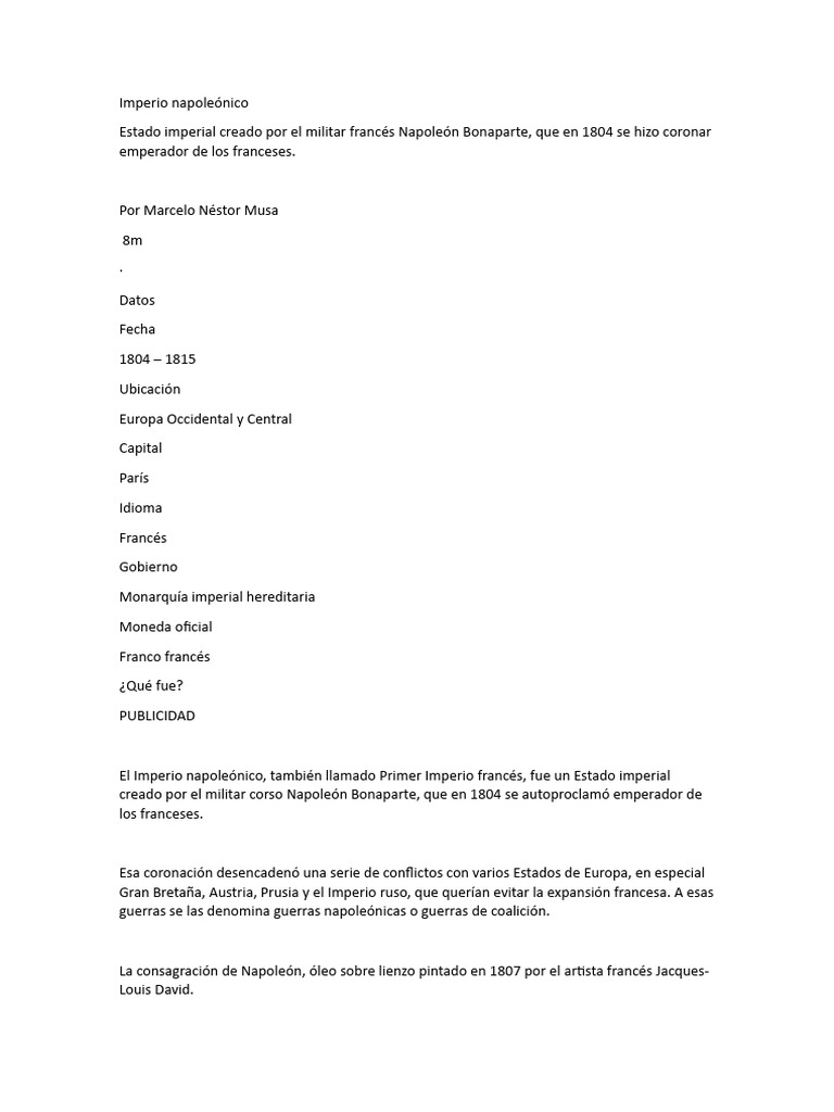 Inperio Napoleonico | Descargar gratis PDF | Primer imperio francés ...