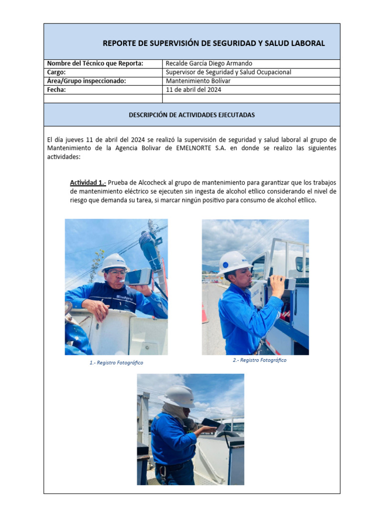 Informe de Supervisión SST Agencia Bolivar 2024 | PDF | Negocios ...