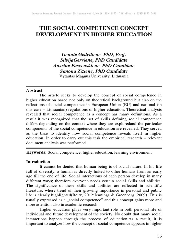 The Social Competence Concept Developmen | PDF | Learning | Intelligence