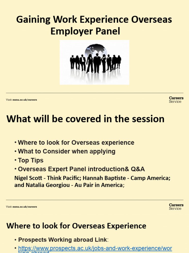 Gaining Work Experience Overseas Employer Panel 16th September 2021 ...