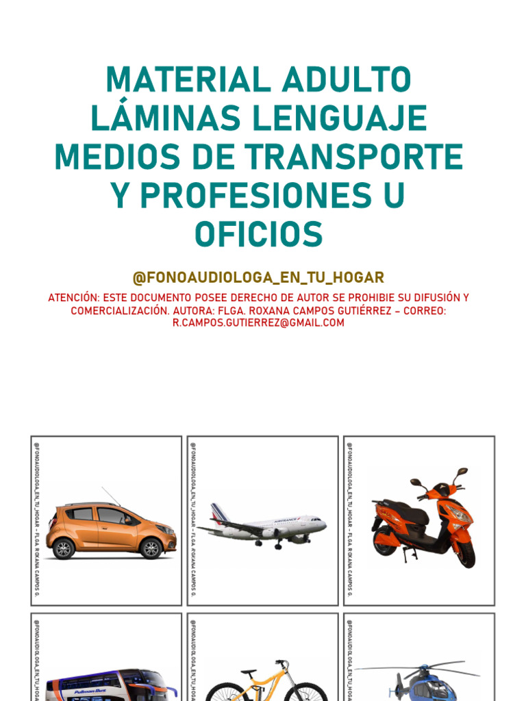 Producto 28 Láminas Lenguaje Medios de Transporte y Profesiones U ...