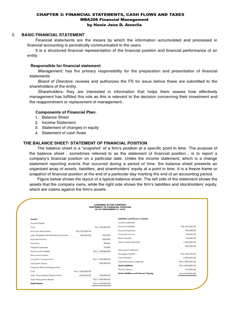 CHAPTER 3 HANDOUTS | PDF | Balance Sheet | Income Statement