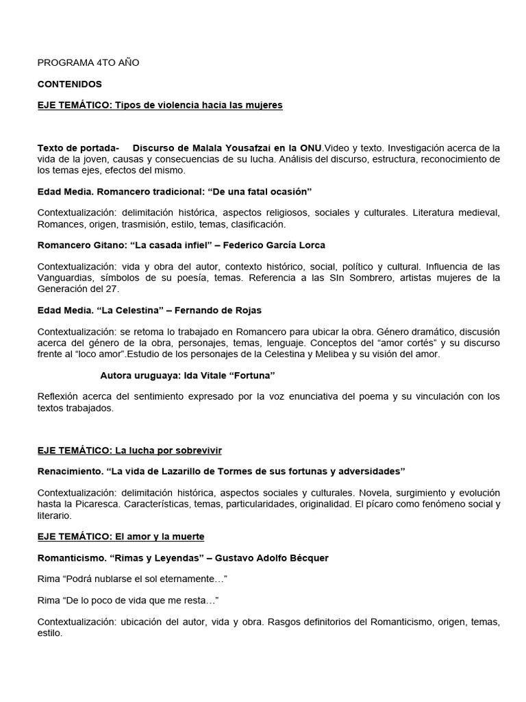 Programa 4to | PDF | Clásicos | Ficción general