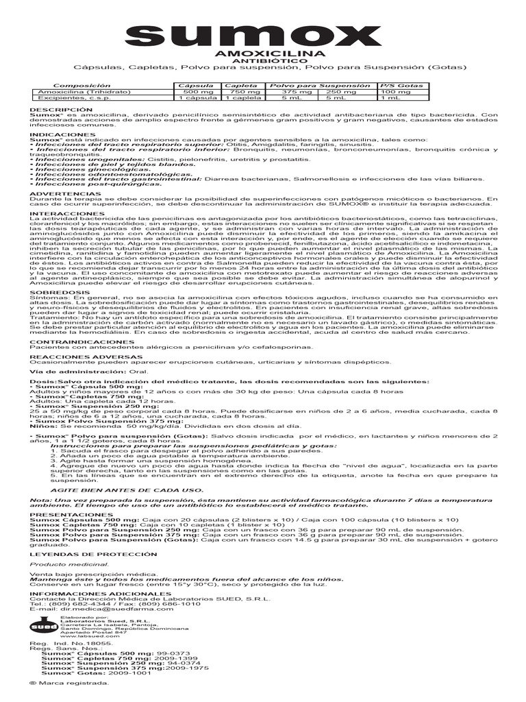 Sumox Inserto WEB 2014 | PDF | Penicilina | Especialidades Medicas