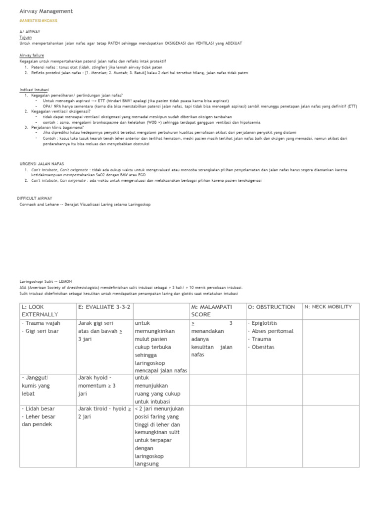 Manajemen Jalan Nafas dalam Medis | PDF