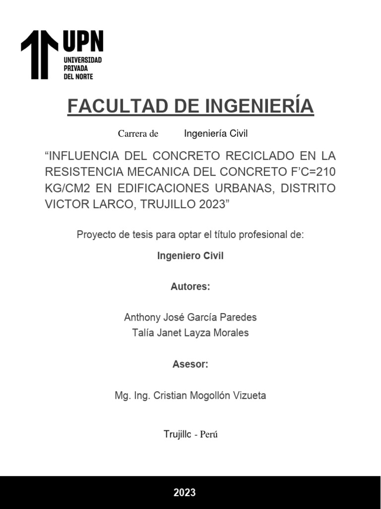 T1 - Garcia y Layza | PDF | Hormigón | Residuos