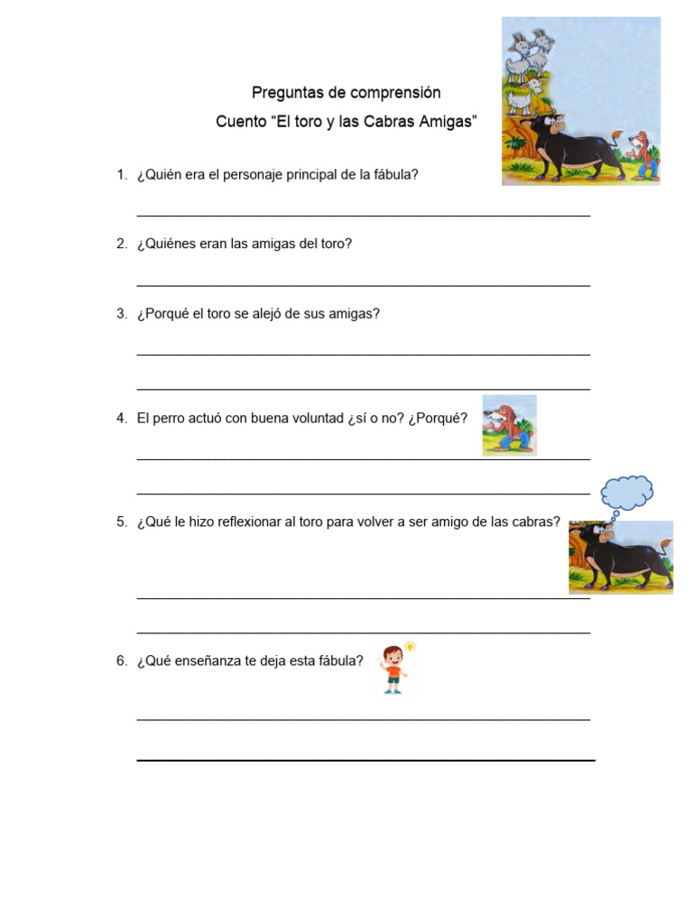 Preguntas de Comprensión Fábula 1 | PDF | Ficción general