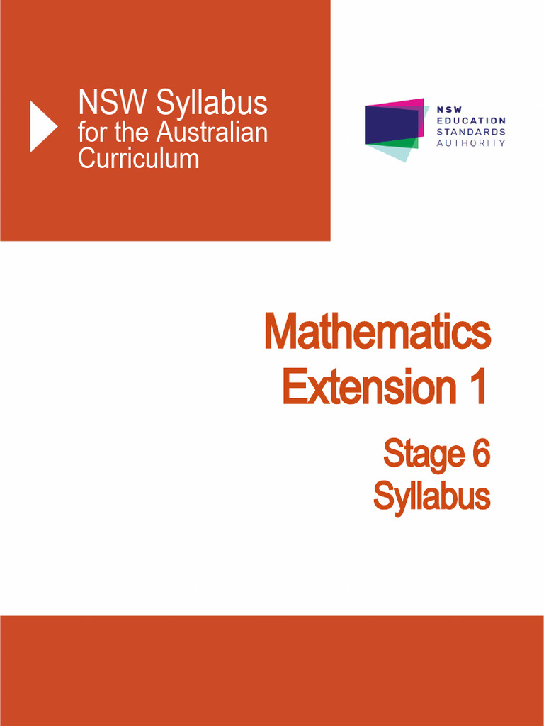 Mathematics Extension 1 Stage 6 Syllabus 2017 | PDF | Function ...