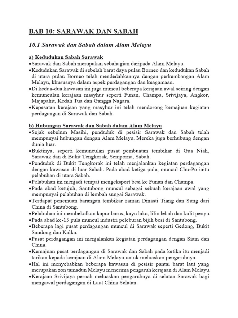 Sej F2 - Nota Ringkasan Dan Latihan Topikal - Bab 10 | PDF