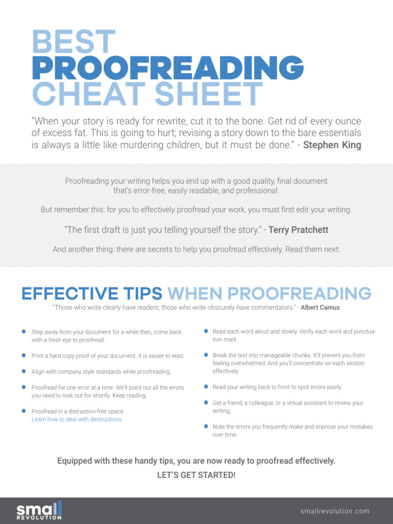 Proofreading Cheat Sheet - Small Revolution | PDF | Proofreading | Acronym