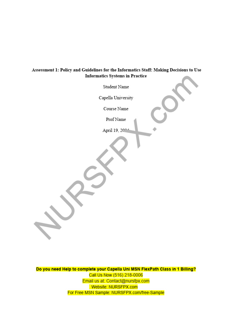 NURS FPX 6412 Assessment 1 Policy and Guidelines For The Informatics Staff - Making Decisions To ...