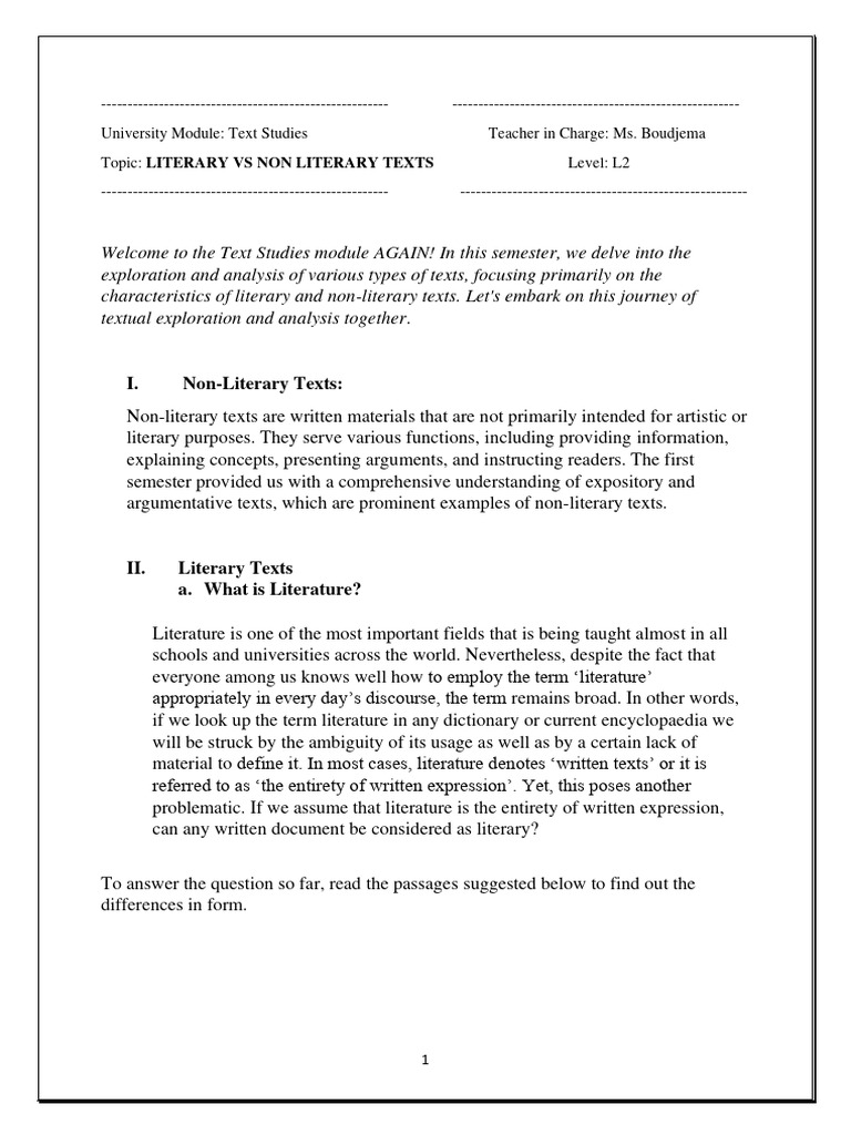Literary VS Non Literary | PDF | Citation | Narrative