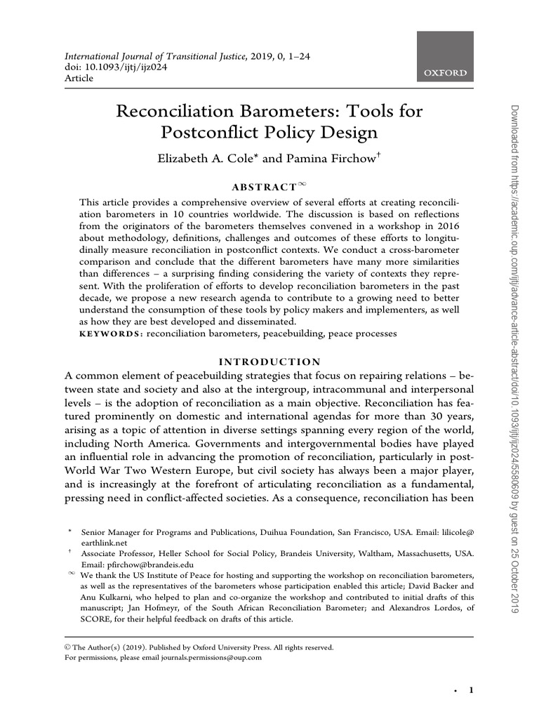 Global Reconciliation Barometers Analysis | PDF | Peacebuilding | Conflict Resolution