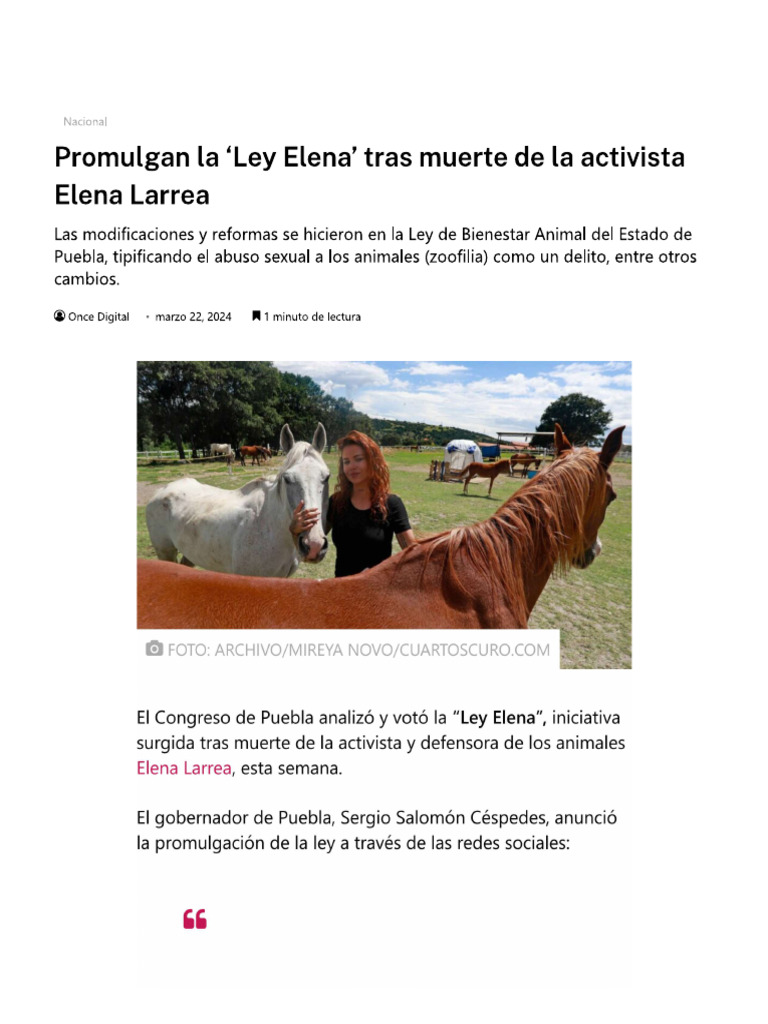 NOTICIA LEY ELENA | PDF
