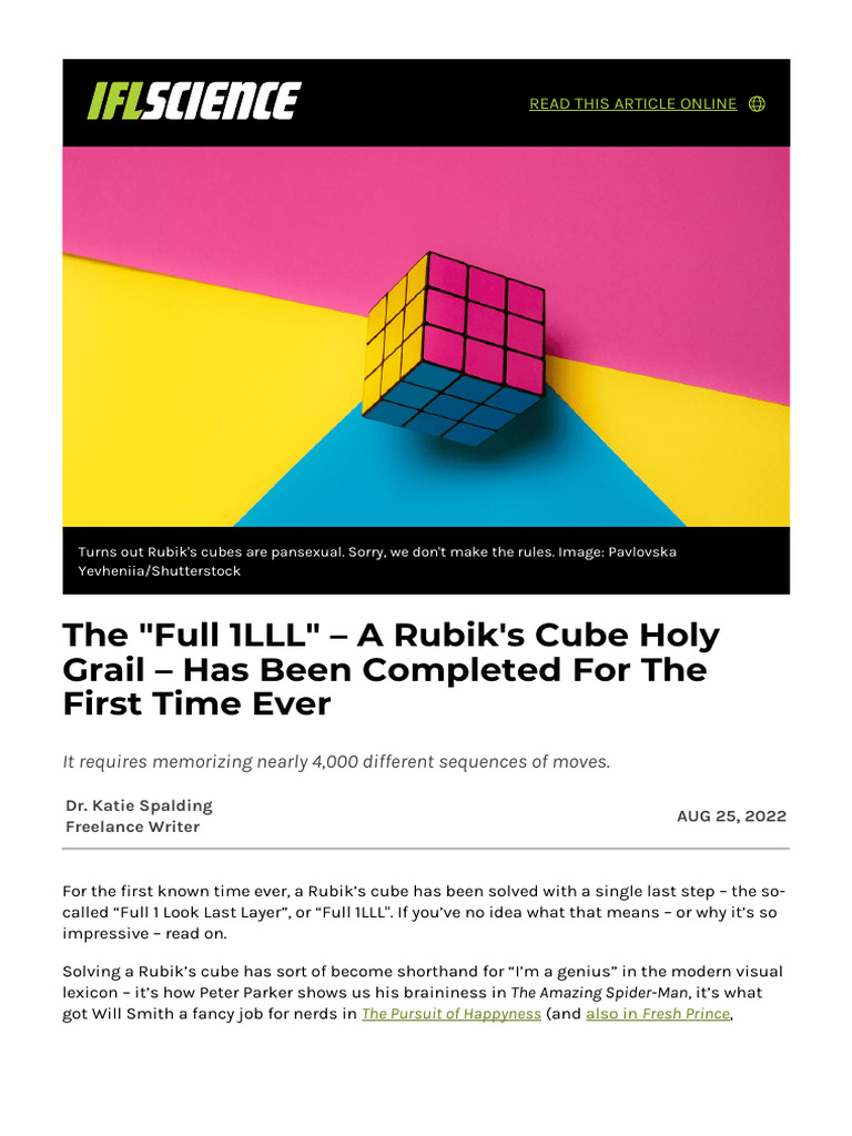 The Full 1LLL - A Rubik's Cube Holy Grail - Has Been Completed For The ...