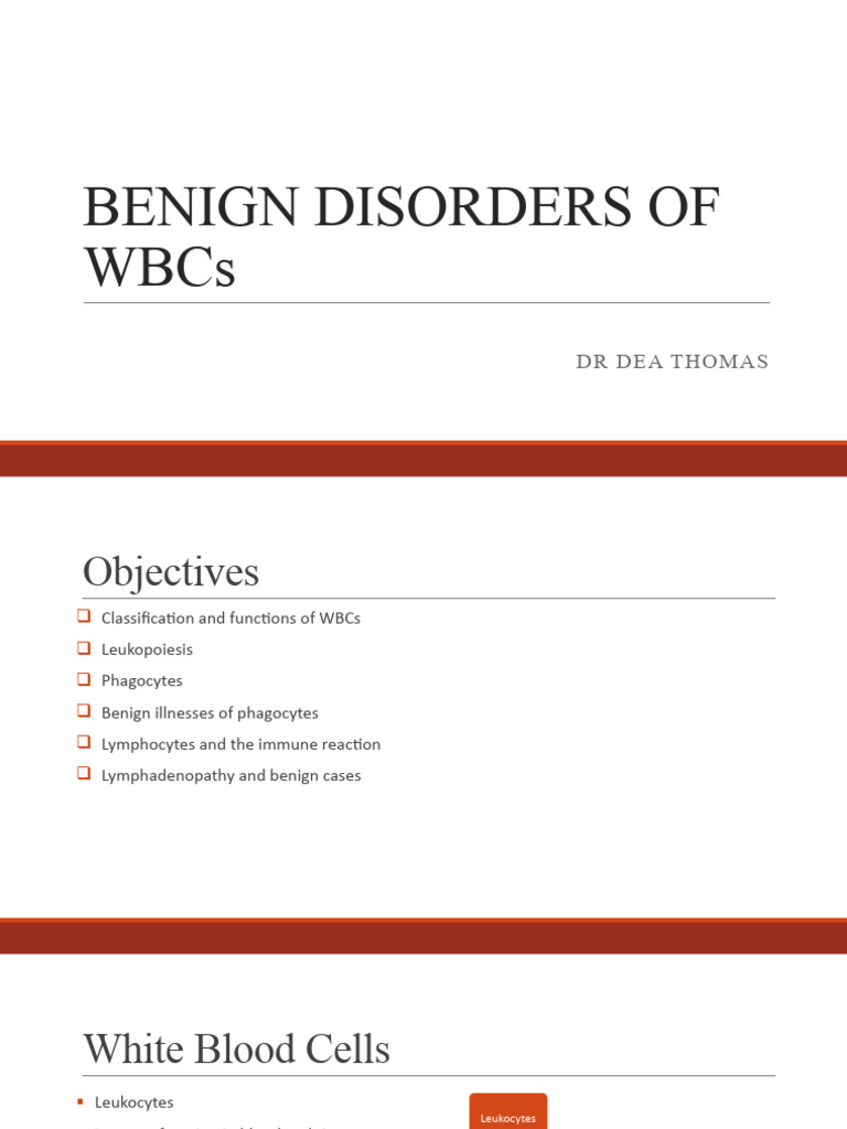 Benign Disoders of WBCs | PDF | White Blood Cell | Phagocyte