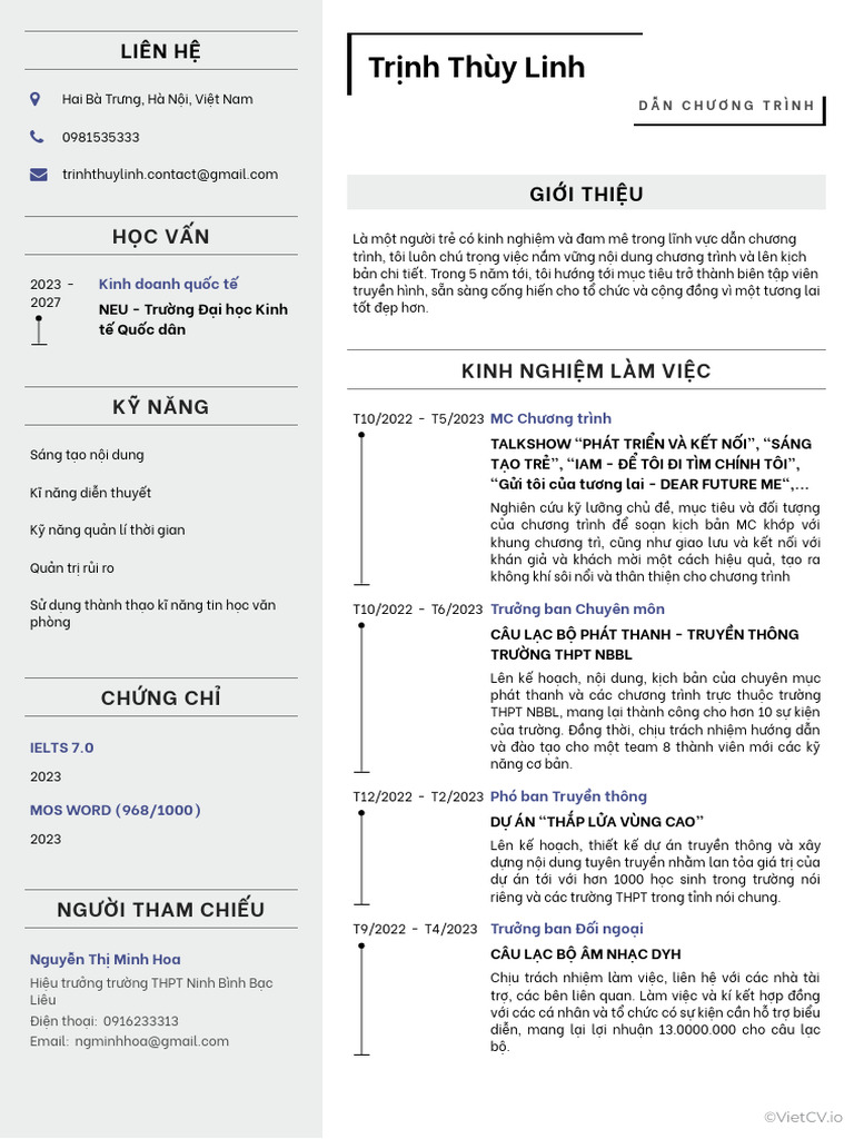 CV_Trịnh Thùy Linh | PDF