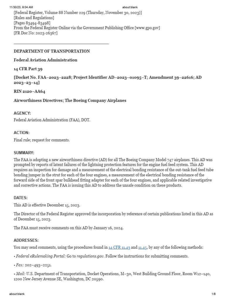 Easa Ad Us-2023-23-14 1 | PDF | Federal Aviation Administration ...