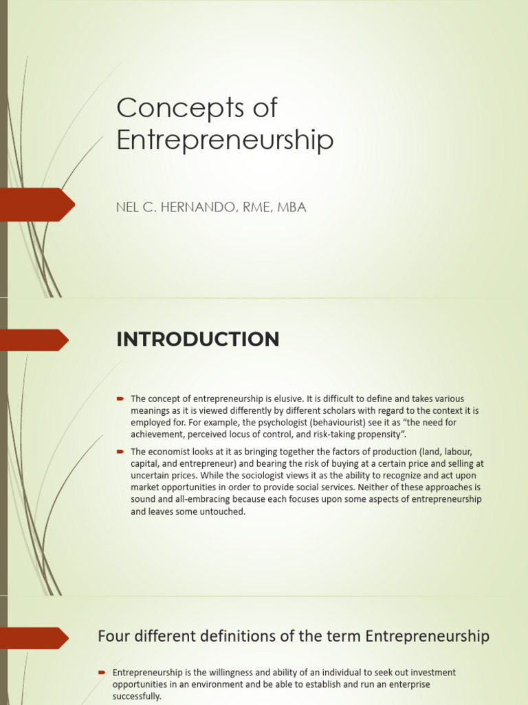 Understanding Entrepreneurship Concepts | PDF | Entrepreneurship ...