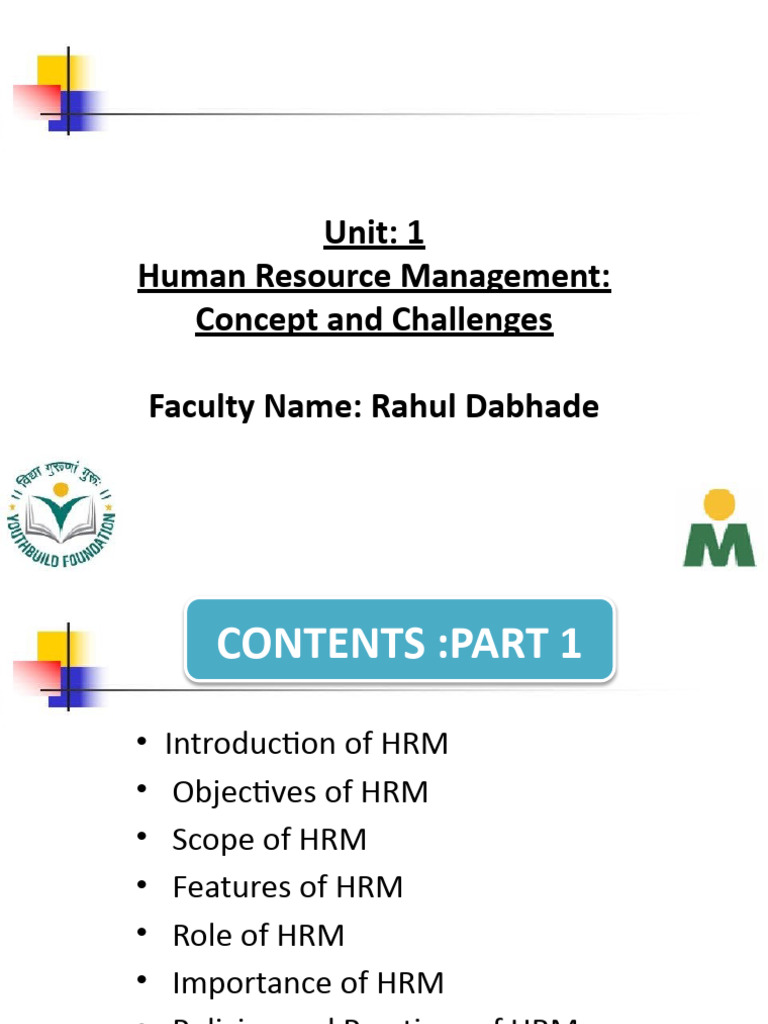 Unit 1 Part 1 | PDF | Human Resource Management | Employee Retention