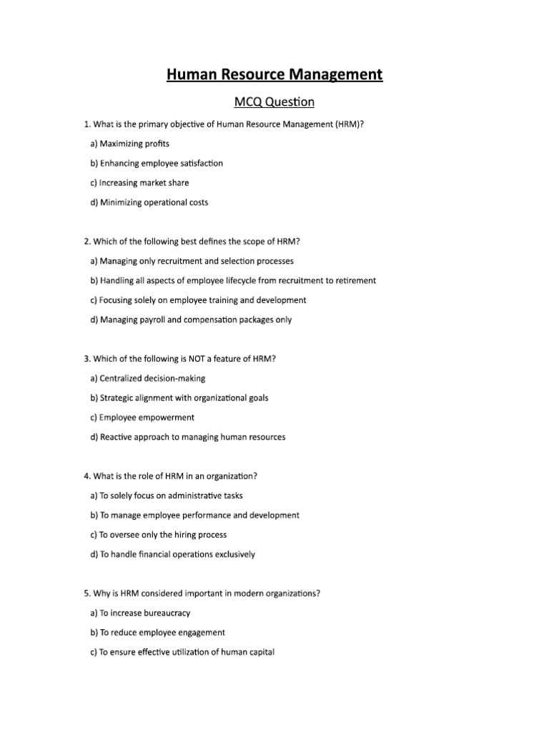 HRM Question Bank | PDF