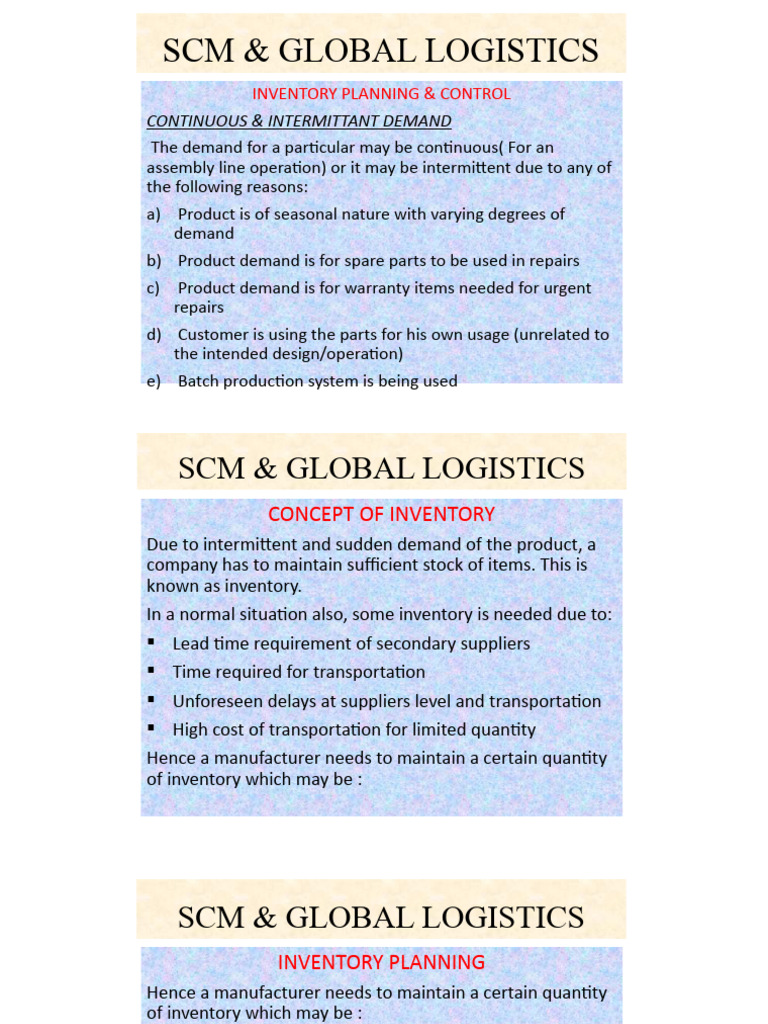 SCM 6 Inventory Planning & Control | PDF | Inventory | Supply Chain ...