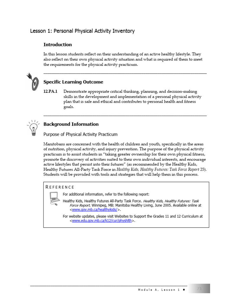 module_a_lesson_1 | PDF | Physical Fitness | Physical Education