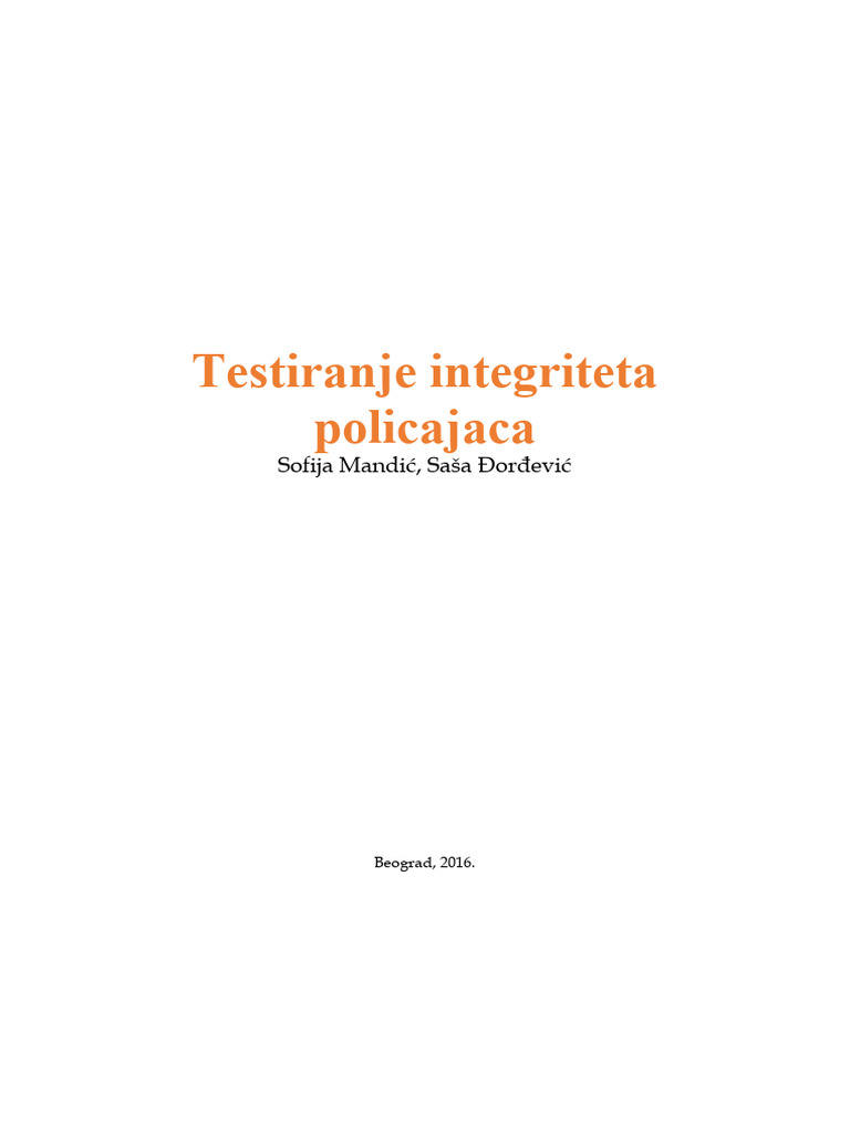 Testiranje Integriteta Policajaca BCBP | PDF
