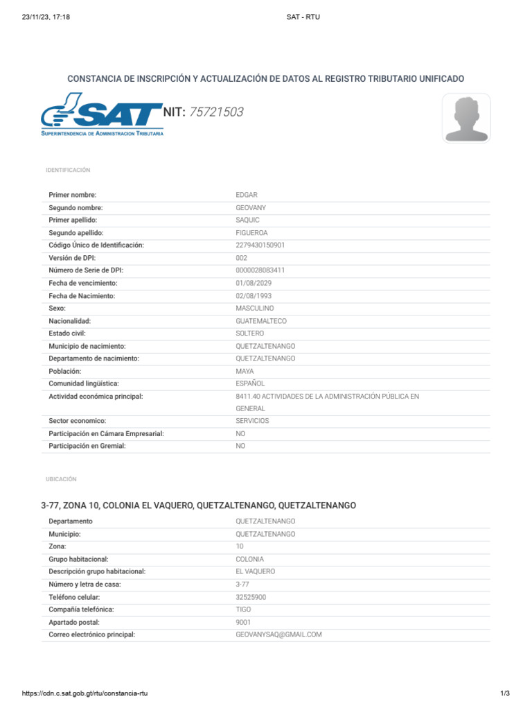SAT - RTU Nov 2023 | PDF | Impuesto sobre la renta | Impuestos