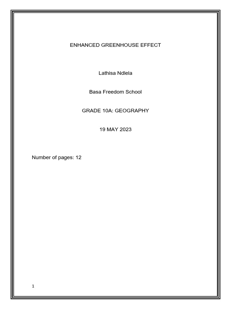 Understanding the Enhanced Greenhouse Effect | PDF | Greenhouse Effect ...