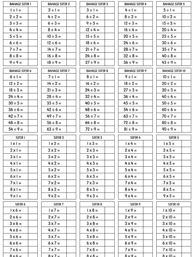 Sifir Darab Dan Bahagi | PDF