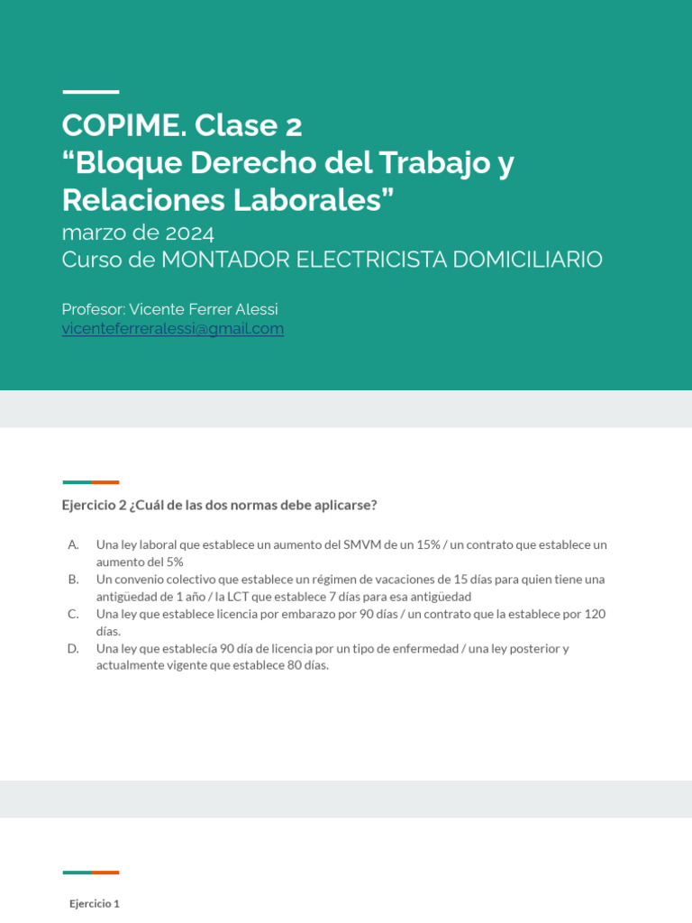 Clase 2 Modulo RRLL CFP COPIME | Descargar gratis PDF | Derecho laboral | Outsourcing
