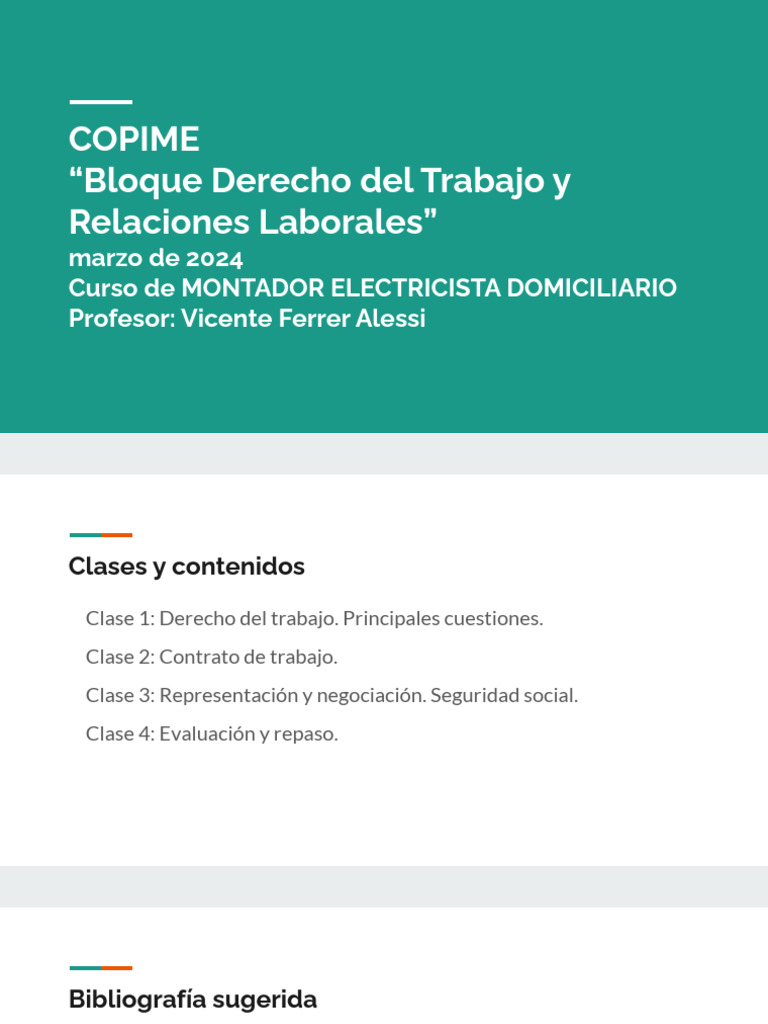 Clase 1 Modulo RRLL CFP COPIME | PDF | Derecho laboral | Salario