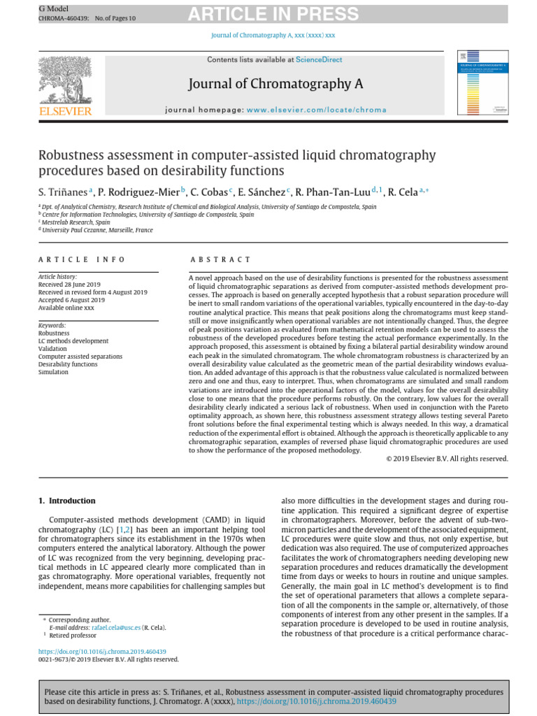 Robustness Assessent in Computer Assisted Liquid HPLC Procedures Based On Desirability Functions ...