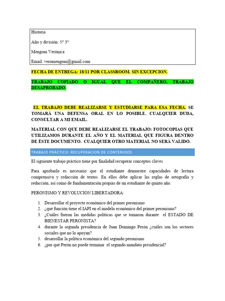 Trabajo Integrador 5° Año | PDF | Argentina