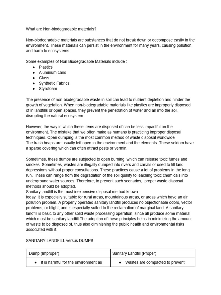 Understanding Non-Biodegradable Waste | PDF | Landfill | Biodegradation