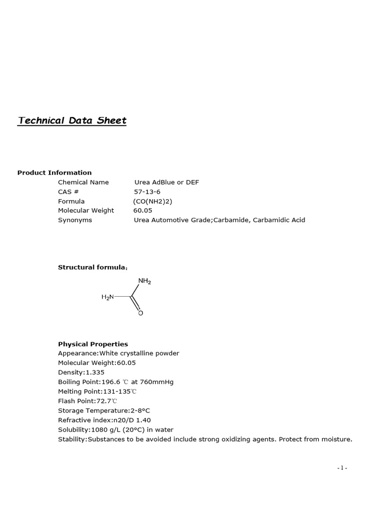 Urea Ad Blue | PDF | Chemical Substances | Calcium