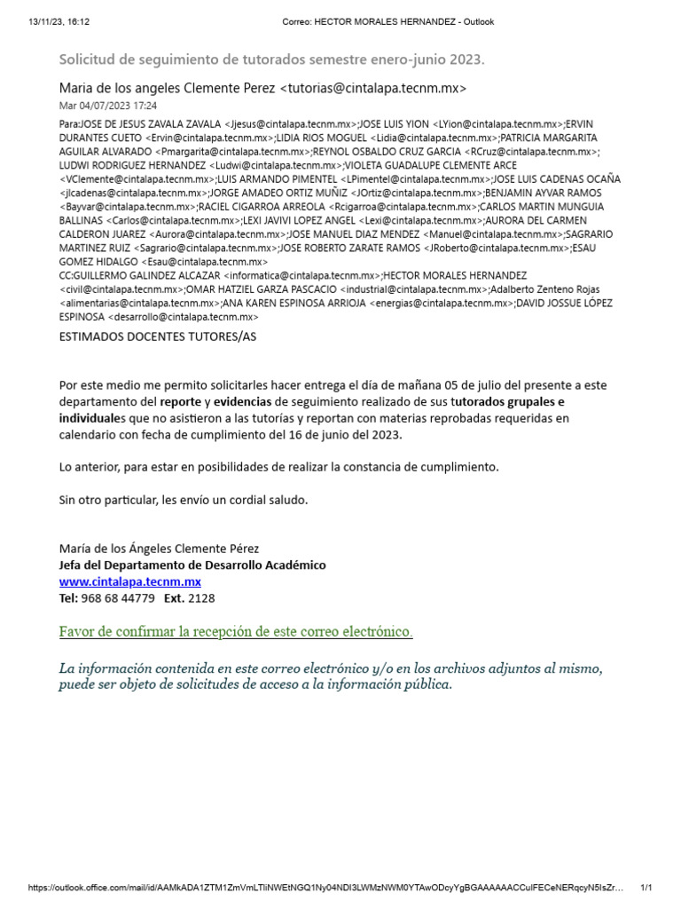 Ejemplo Seguimiento DA A Tutores | PDF