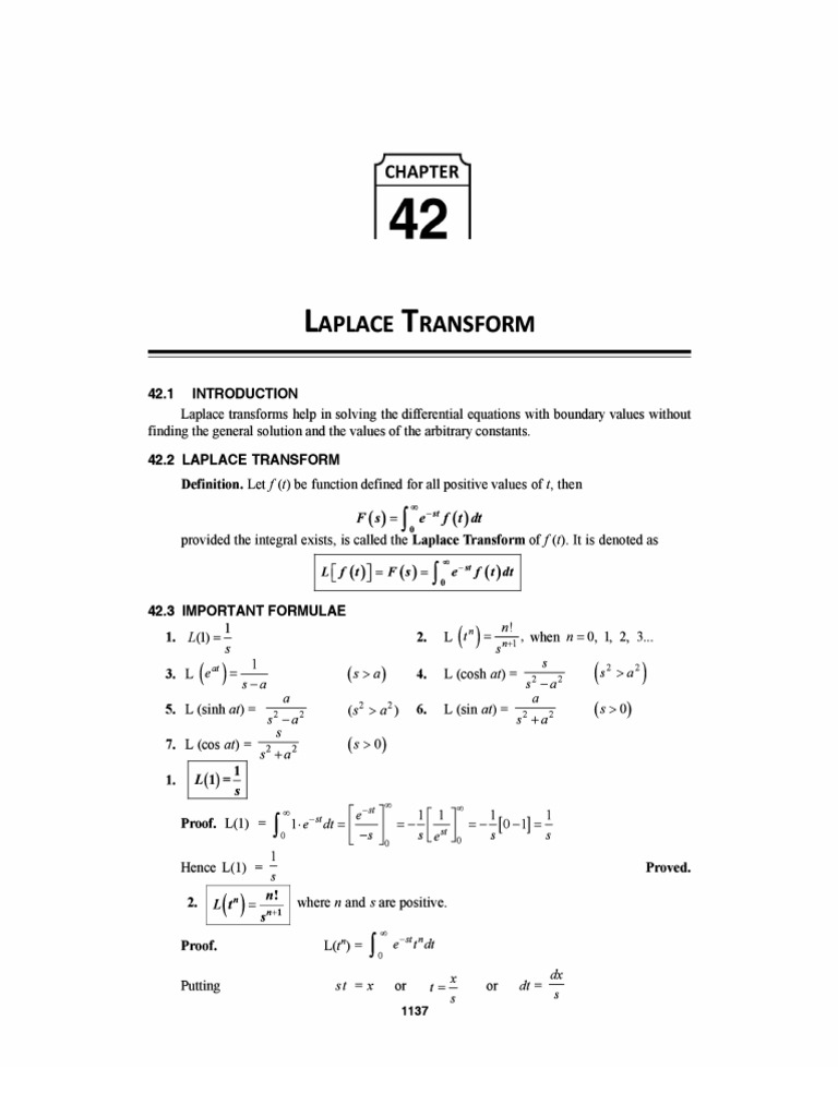 Laplace Transform (Chapter 42) | PDF