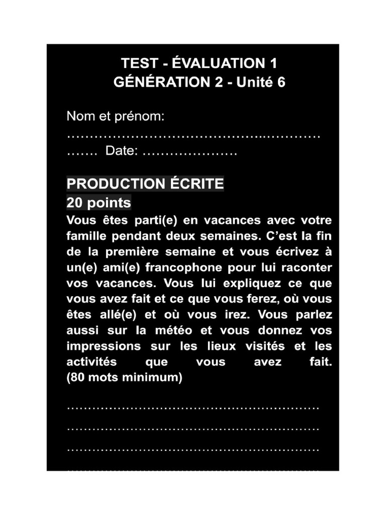 Évaluation B1 | PDF