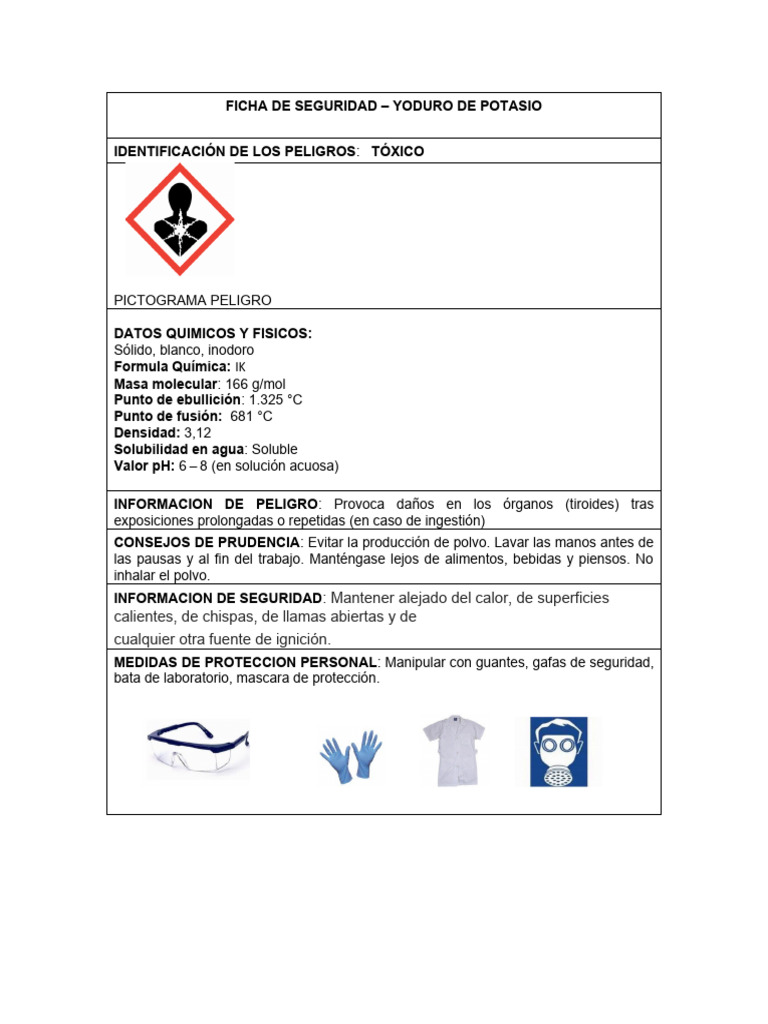 Ficha De Seguridad Del Yoduro De Potasio Pdf