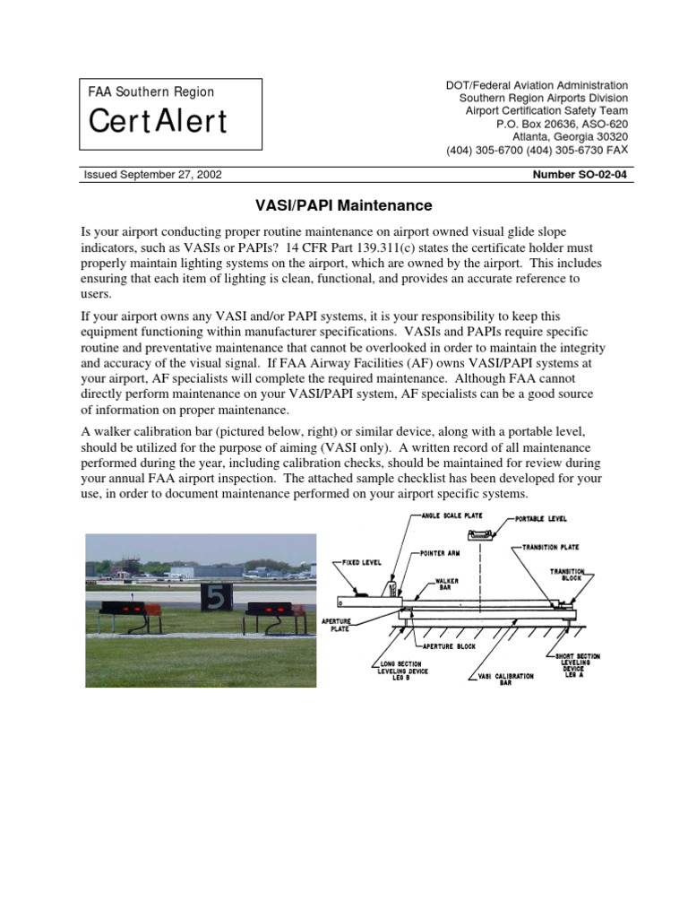 Papi Vasi Checklist | PDF | Federal Aviation Administration | Airport