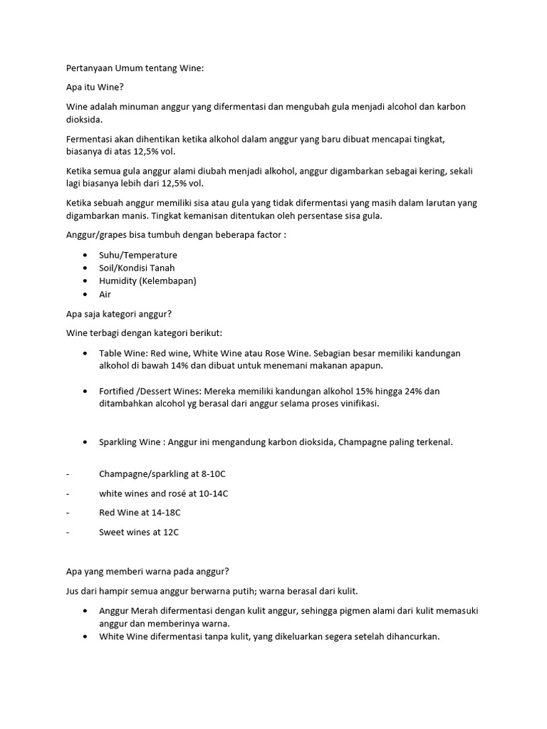 Wine Training Basic 1 | PDF