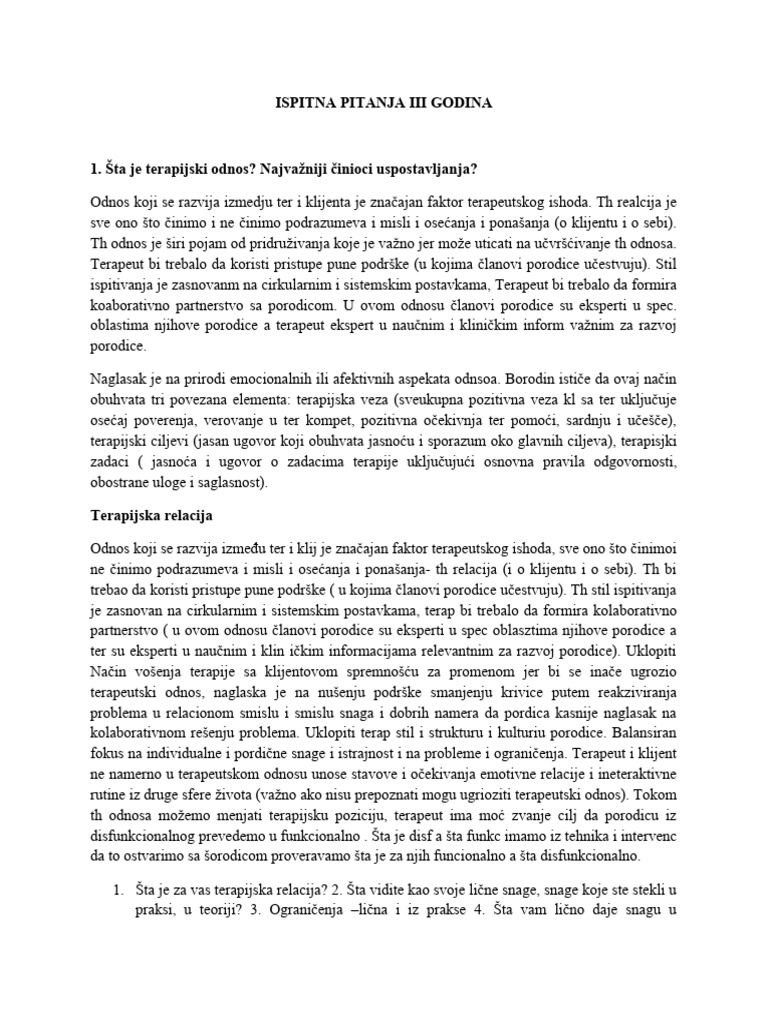 Ispitna Pitanja III Godina | PDF